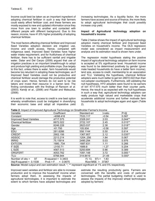 Determinants of Adoption of Improved Agricultural Technology and Its ...