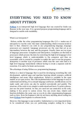 EVERYTHING YOU NEED TO KNOW ABOUT PYTHON