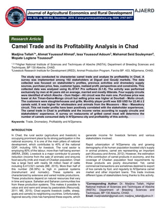 Camel Trade and its Profitability Analysis in Chad | PDF