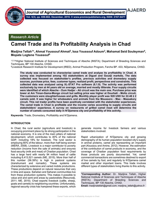 Camel Trade and its Profitability Analysis in Chad | PDF