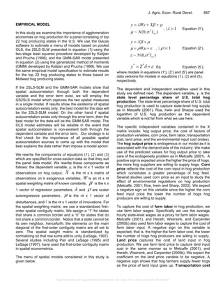 Hog Production and Agglomeration Economies: The Case of U.S. State-Level Hog Production | PDF