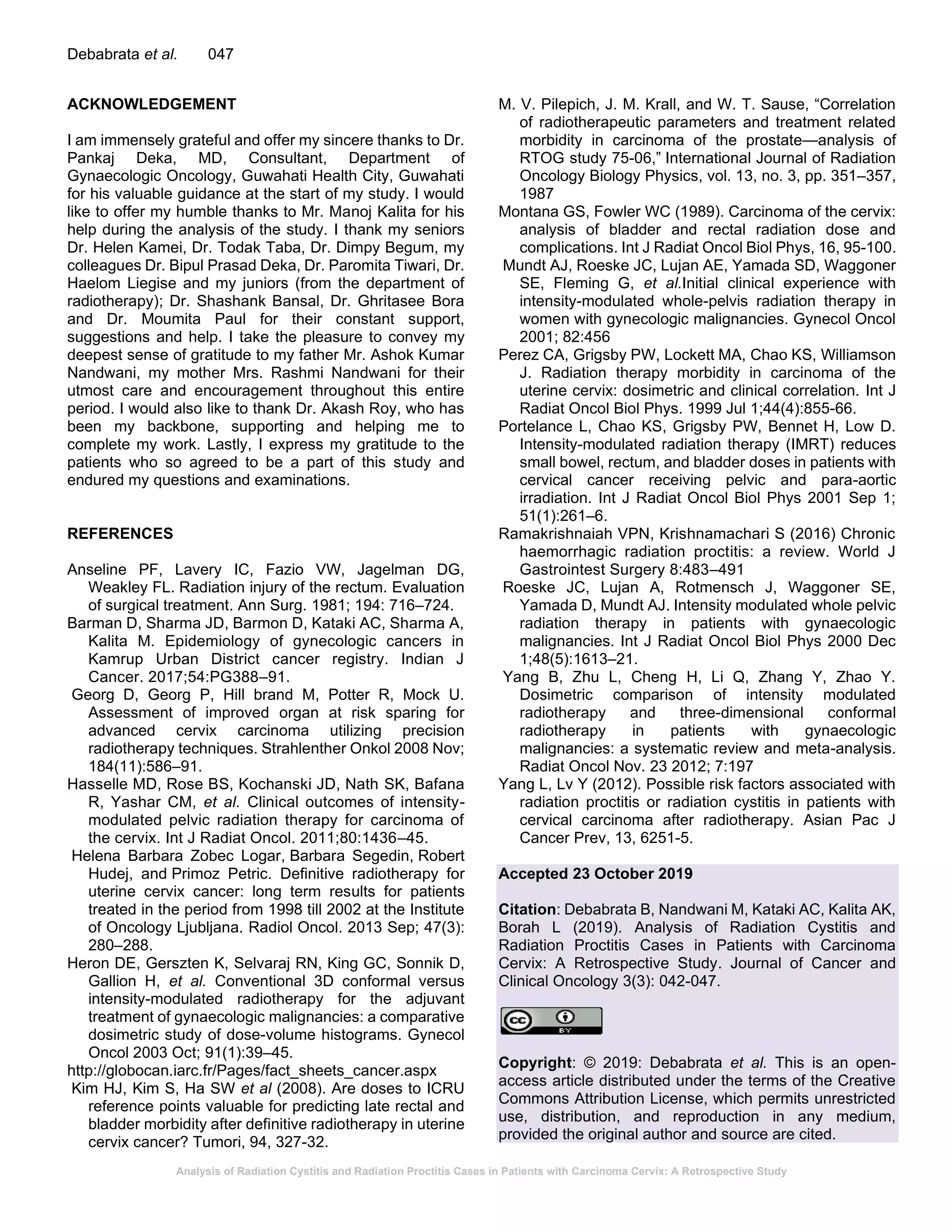 Analysis of Radiation Cystitis and Radiation Proctitis Cases in ...