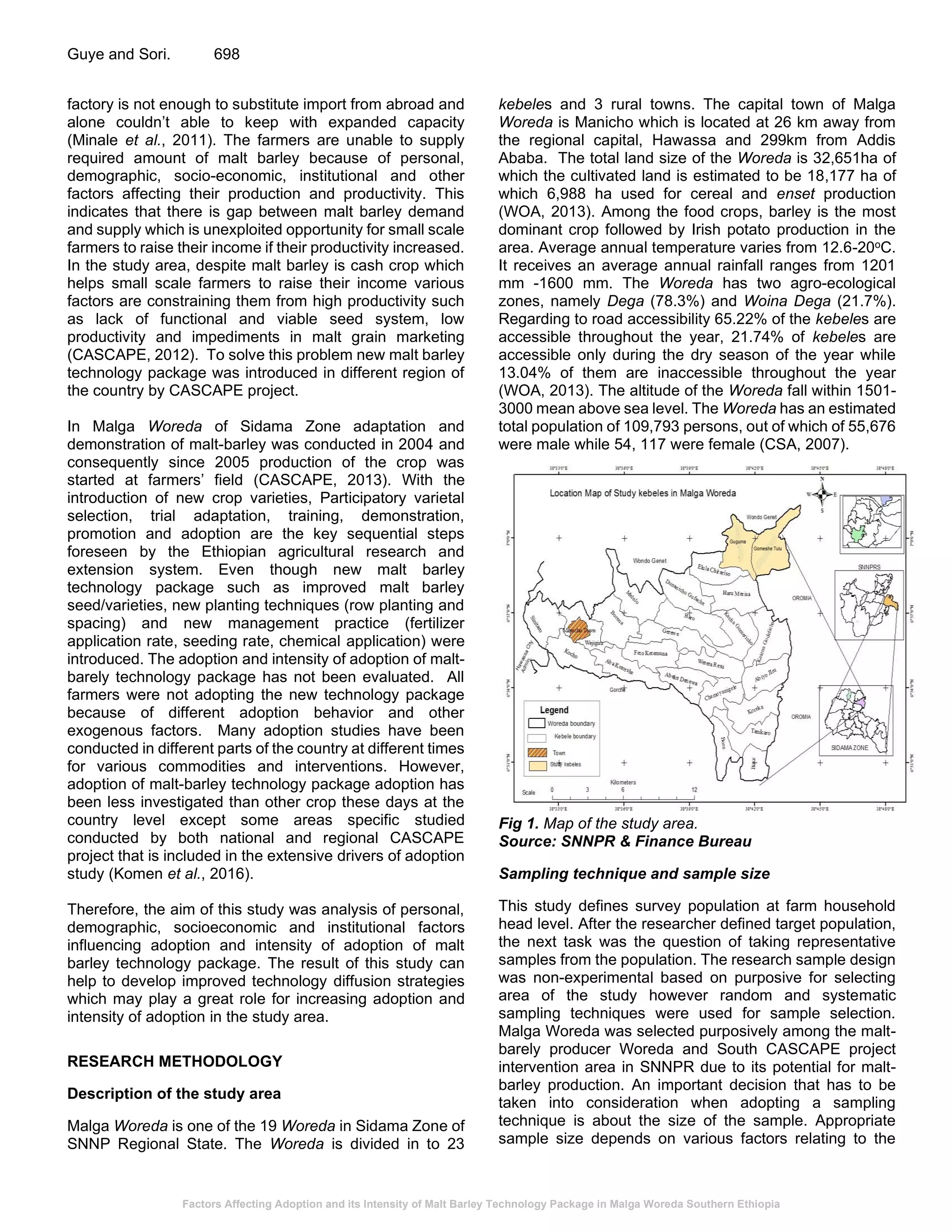 Factors Affecting Adoption and its Intensity of Malt Barley Technology ...