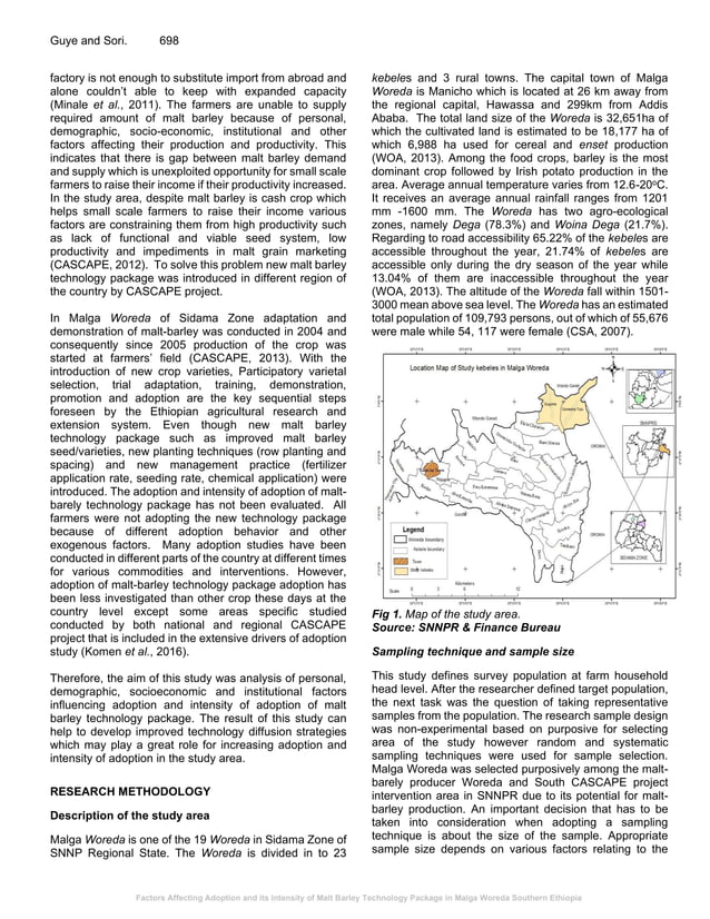 Factors Affecting Adoption and its Intensity of Malt Barley Technology Package in Malga Woreda ...