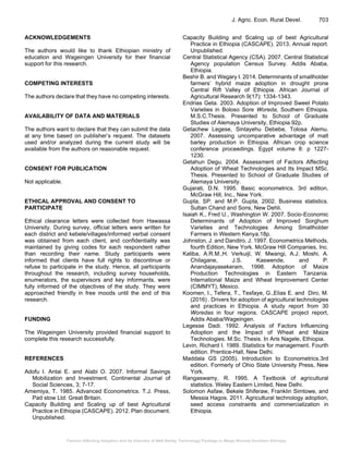 Factors Affecting Adoption and its Intensity of Malt Barley Technology Package in Malga Woreda ...
