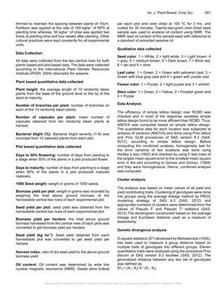 Assessment of Genetic Diversity in Sesame (Sesamum indicum L ...