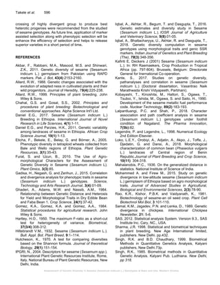 Assessment of Genetic Diversity in Sesame (Sesamum indicum L.) Genotypes at Bako and Uke ...