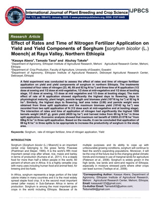 Effect of Rates and Time of Nitrogen Fertilizer Application on Yield ...