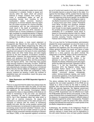 Separatist Agitation by the Indigenous People of Biafra (IPOB), and ...