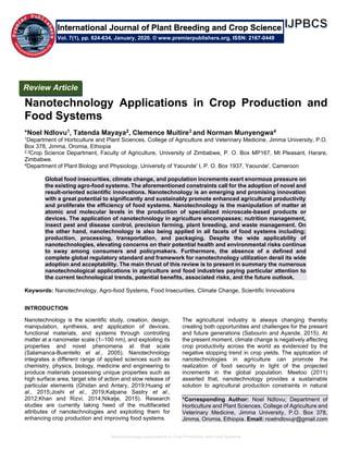 Nanotechnology Applications in Crop Production and Food Systems | PDF