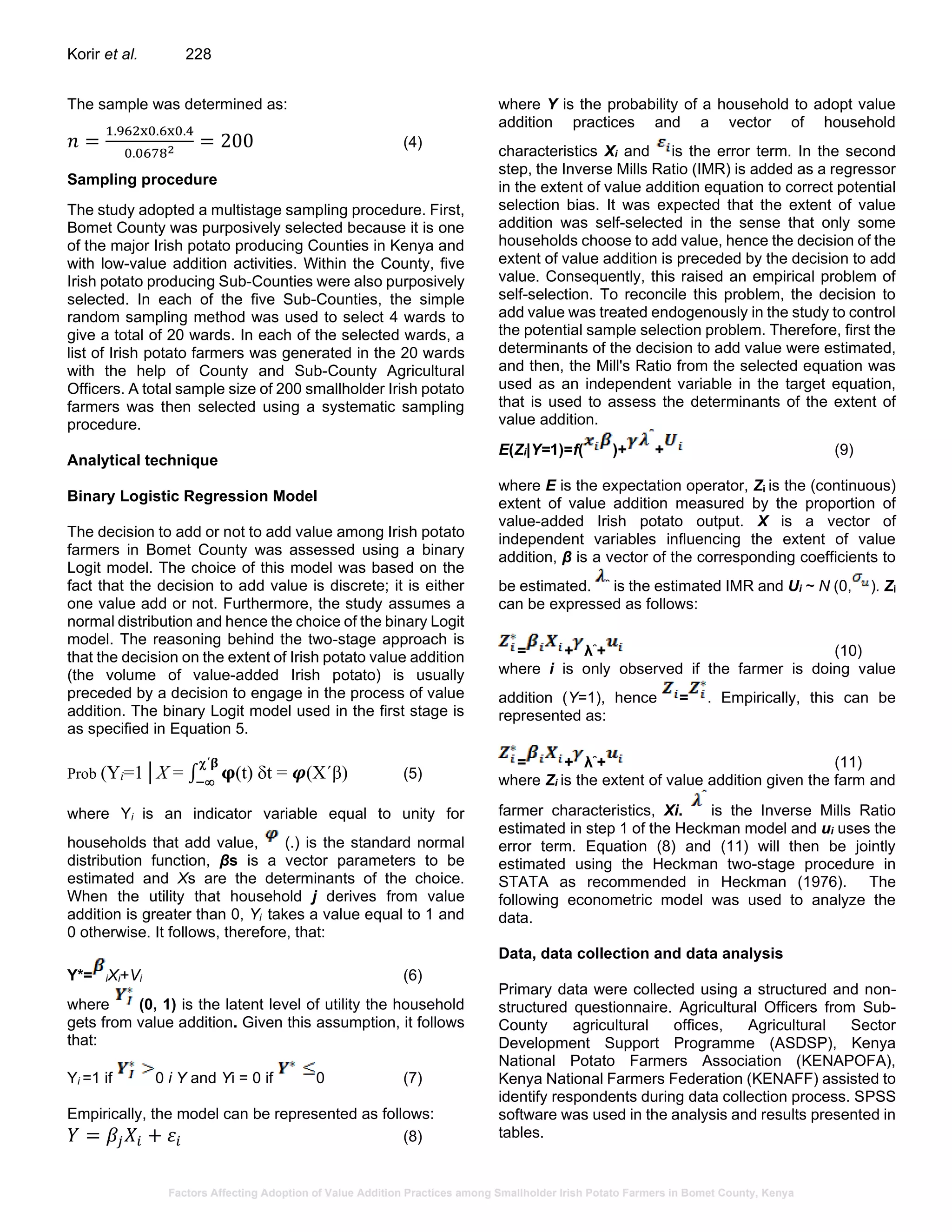 Factors Affecting Adoption of Value Addition Practices among ...