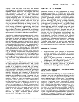 Availability and Utilisation of Teaching Resources as Predictors of Secondary Schools Students ...