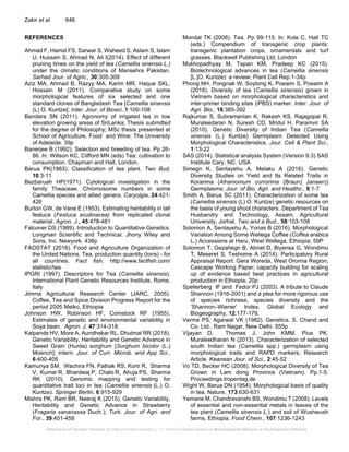 Estimation of Genetic Variance on Tea (Camellia sinensis (L.) O. Kuntze ...