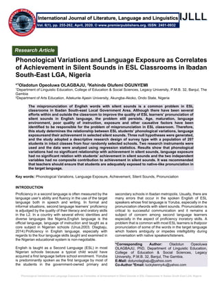 Phonological Variations and Language Exposure as Correlates of ...