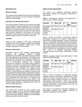 Phonological Variations and Language Exposure as Correlates of ...