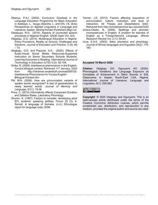 Phonological Variations and Language Exposure as Correlates of ...