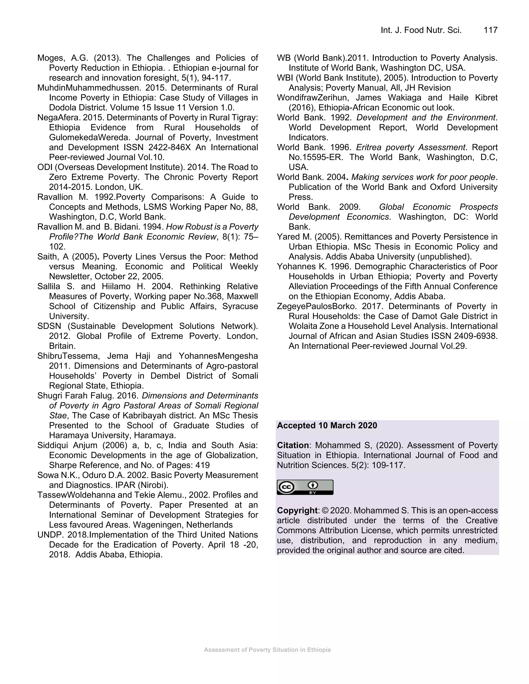 Assessment of Poverty Situation in Ethiopia | PDF