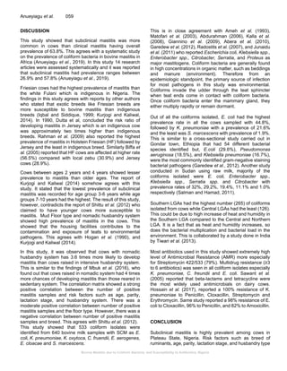 Bovine Mastitis due to Coliform Bacteria, and Susceptibility to ...