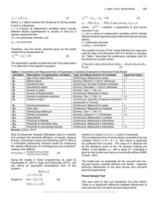 Analysis of Land Use Efficiency among Women Cassava Farmers in South-West Nigeria | PDF ...