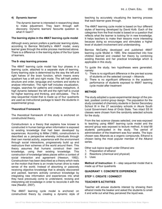Use of Four Mode Application Technique Learning Cycle Model to Unlock ...
