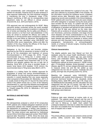Clinical Effectiveness of Dabigatran Versus Apixaban in Non-Valvular Atrial Fibrillation ...