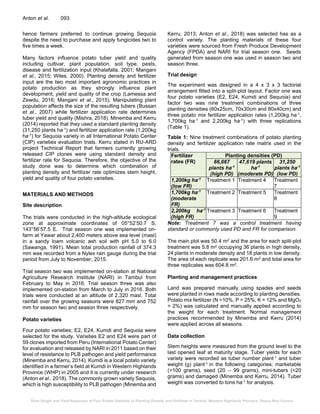 Stem Height and Yield Response of Four Potato Varieties to Planting ...