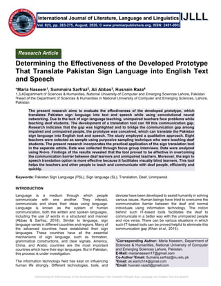 Determining the Effectiveness of the Developed Prototype That Translate ...