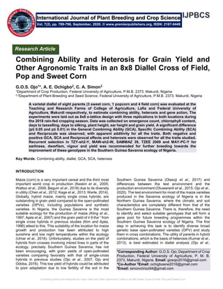 Combining Ability and Heterosis for Grain Yield and Other Agronomic Traits in an 8x8 Diallel ...