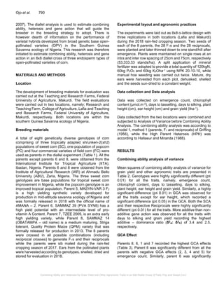 Combining Ability and Heterosis for Grain Yield and Other Agronomic ...