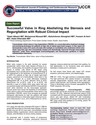 Successful Valve in Ring Abolishing the Stenosis and Regurgitation with ...