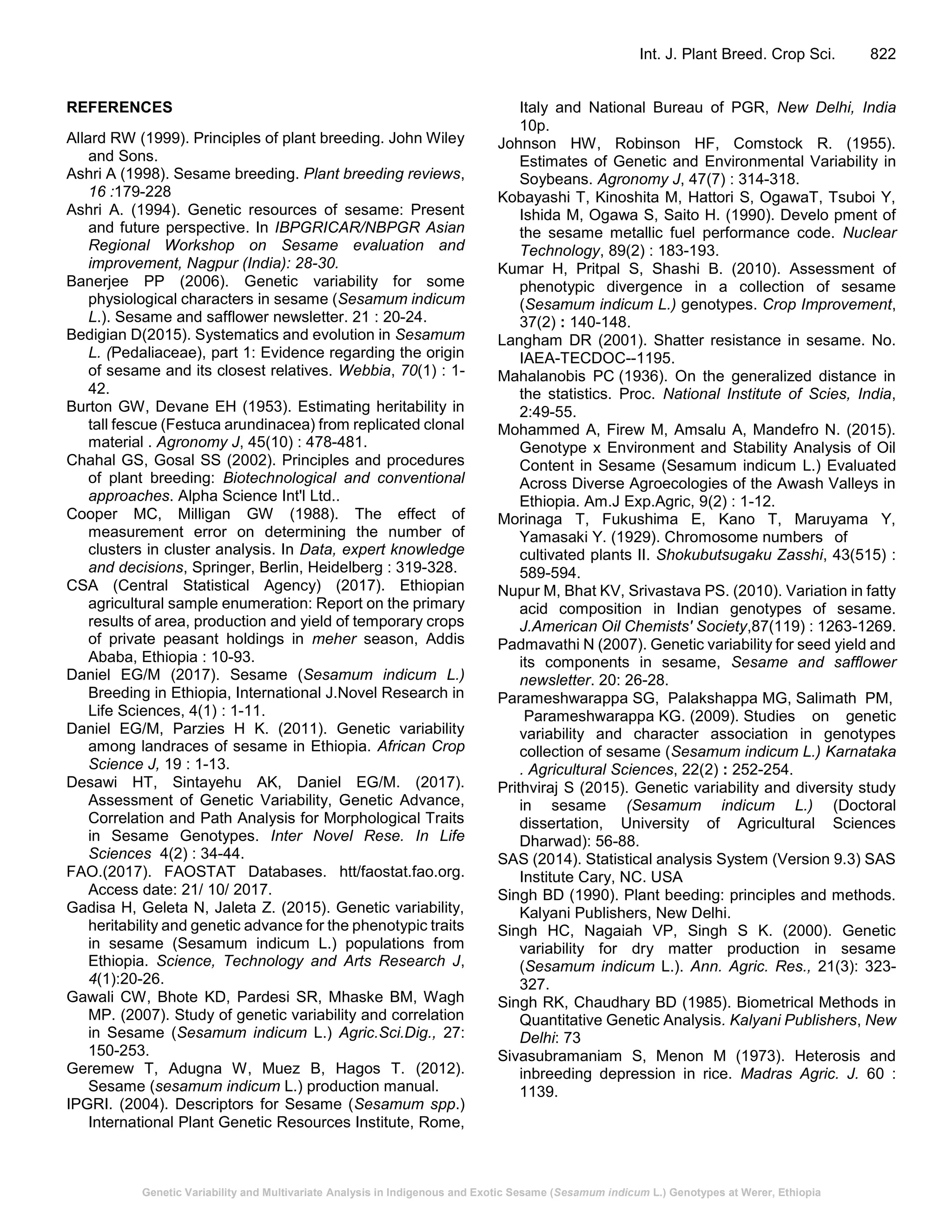 Genetic Variability and Multivariate Analysis in Indigenous and Exotic ...