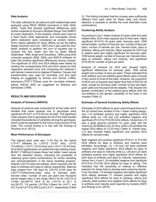 Combining Ability Analysis of Maize (Zea Mays L.) Inbred Lines for ...