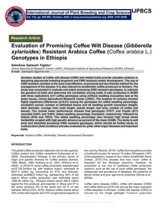Evaluation of Promising Coffee Wilt Disease (Gibberella xylarioides ...