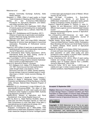 Effect of Seed Storage Period in Ambient Condition and Plant Population ...