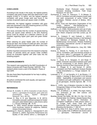 Investigation of Correlation Coefficient for Forage and Grain Yield with Related Traits in Oats ...