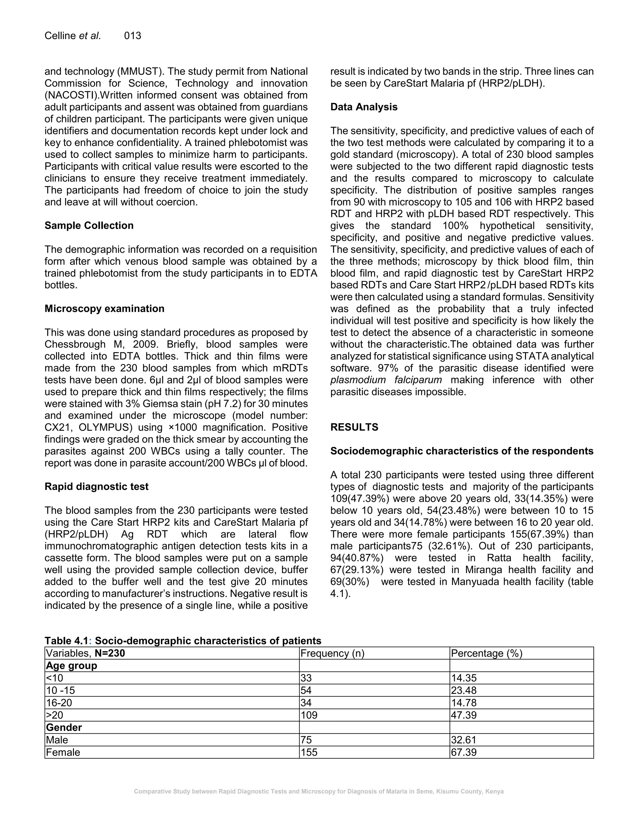 Comparative Study between Rapid Diagnostic Tests and Microscopy for ...