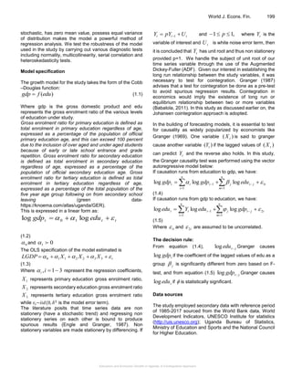 Education and Economic Growth in Uganda: A cointegration approach | PDF