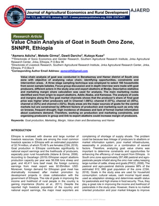 Value Chain Analysis of Goat in South Omo Zone, SNNPR, Ethiopia | PDF ...