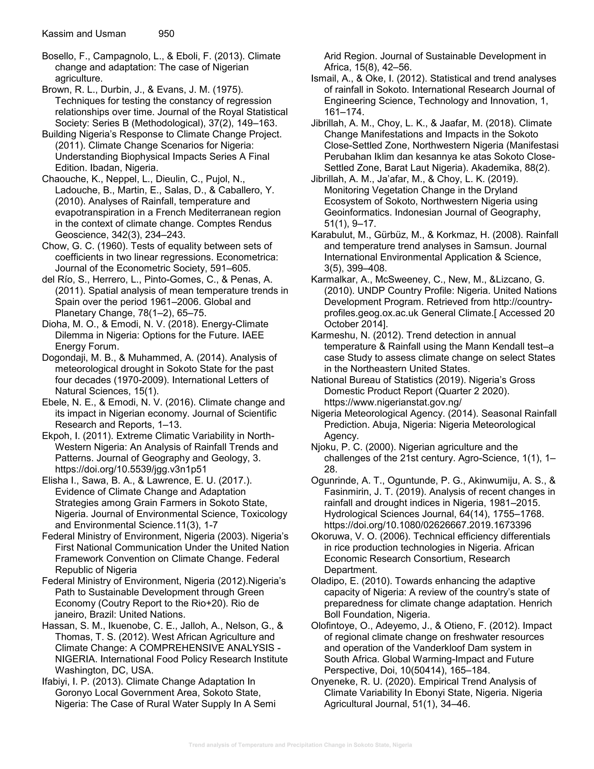 Trend analysis of Temperature and Precipitation change in Sokoto State ...