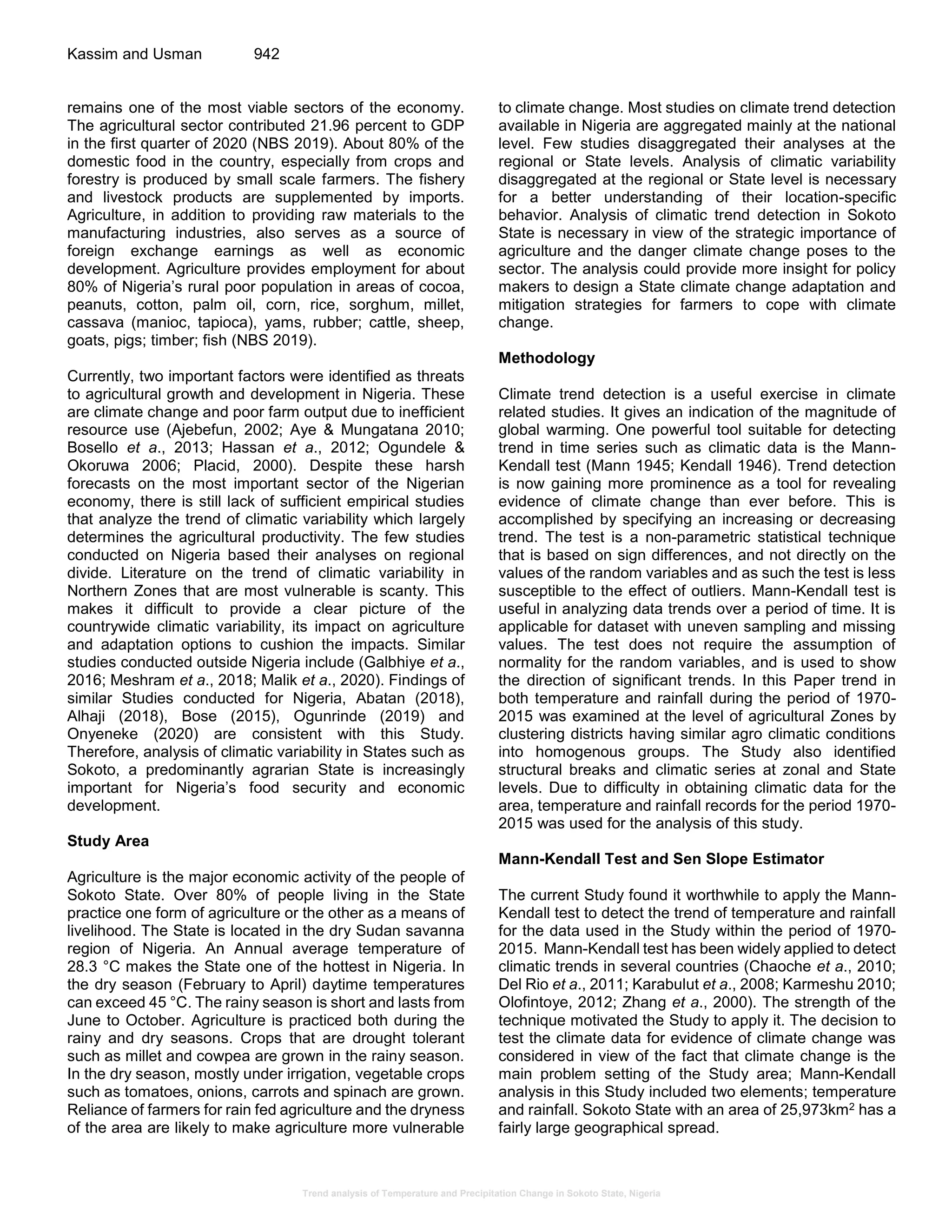 Trend analysis of Temperature and Precipitation change in Sokoto State ...