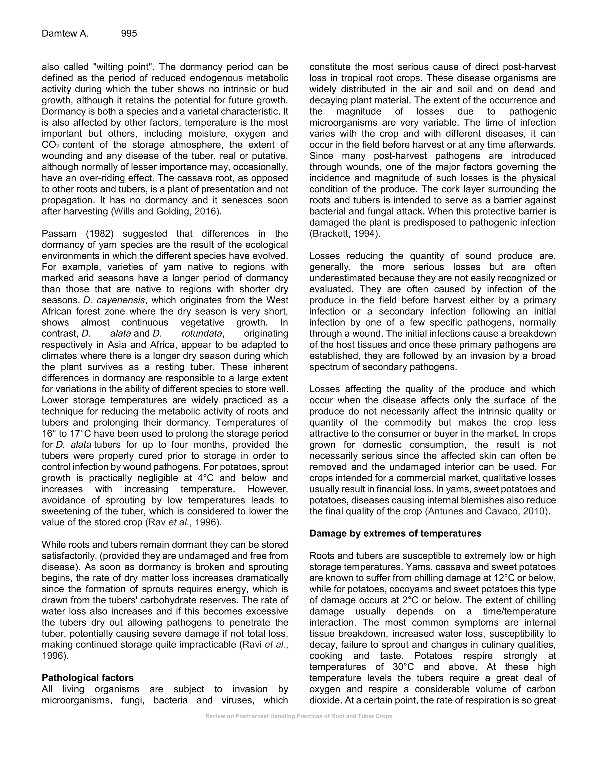 Review on Postharvest Handling Practices of Root and Tuber Crops. | PDF