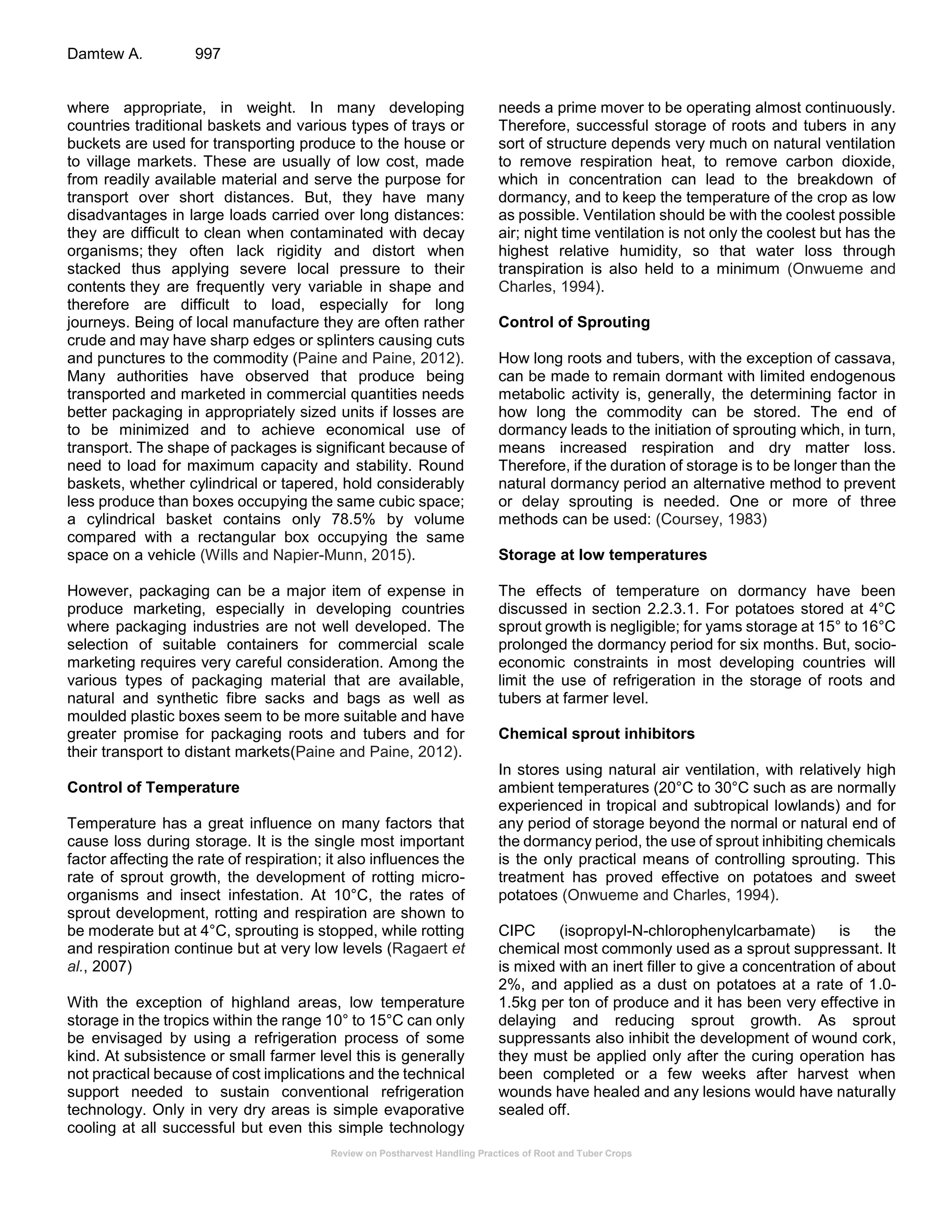 Review on Postharvest Handling Practices of Root and Tuber Crops. | PDF