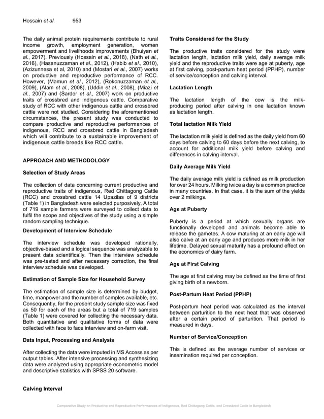 Comparative Study on Productive and Reproductive Performances of Indigenous, Red Chittagong ...