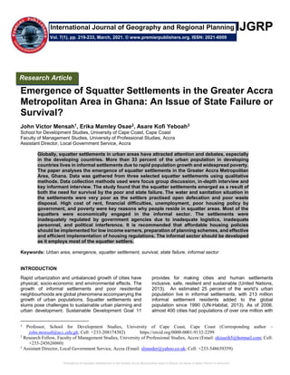 Emergence of Squatter Settlements in the Greater Accra Metropolitan ...