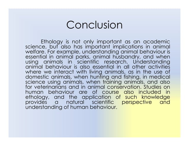 Principle of Ethology with special reference to pattern of behavior | PDF