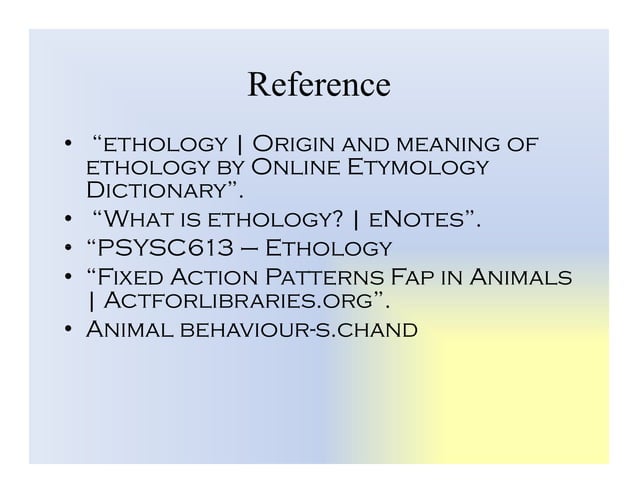 Principle of Ethology with special reference to pattern of behavior | PDF