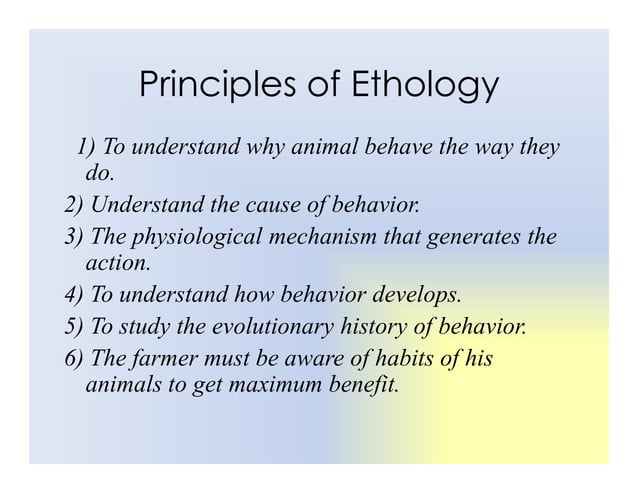Principle of Ethology with special reference to pattern of behavior | PDF