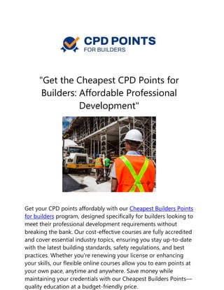 CPD Points for Builders . | PDF