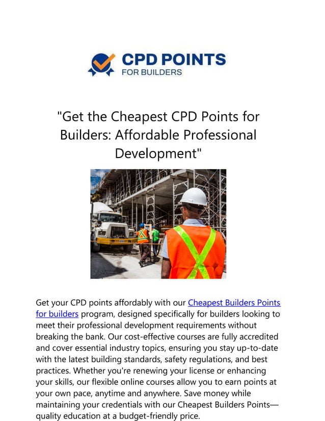 CPD Points for Builders . | PDF