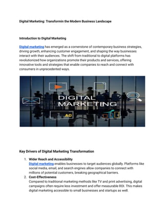 Digital Marketing: Transformin the Modern Business Landscape | PDF